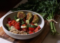 Baked broccoli and herb falafel