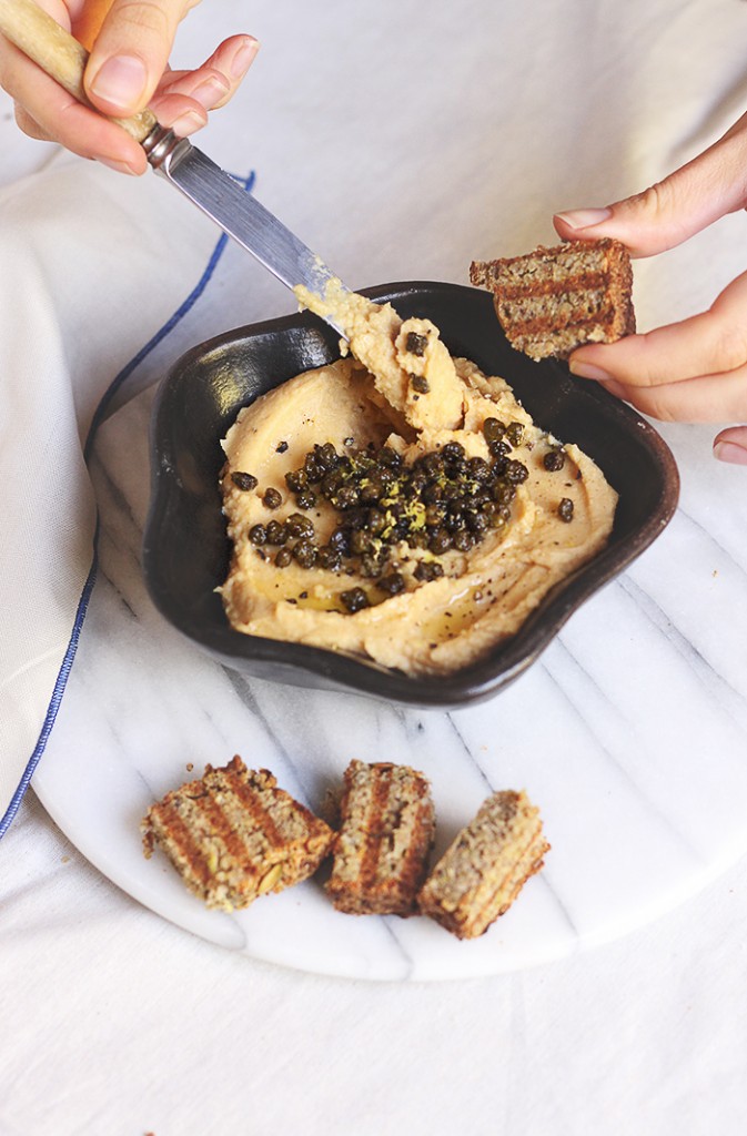 White bean dip with crispy capers