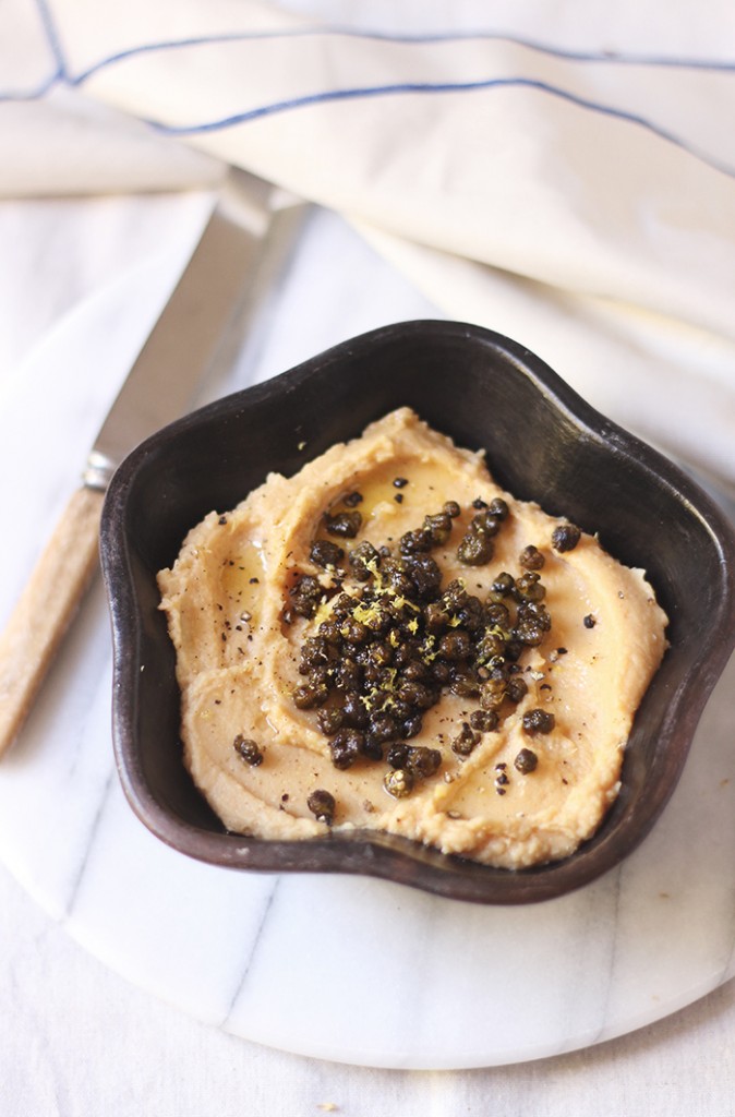 White bean dip with crispy capers